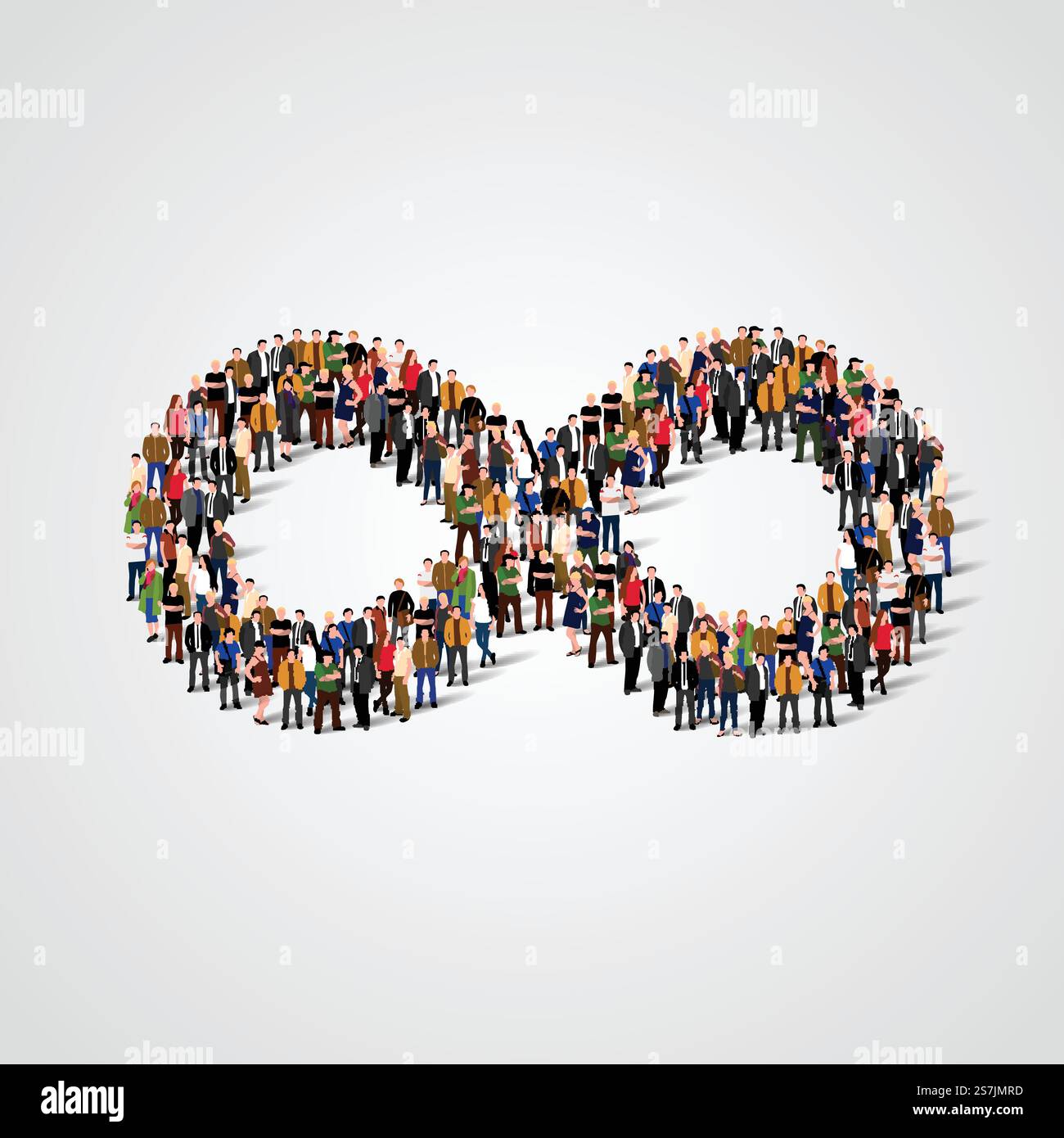 Large group of people in the shape of infinity sign. Vector ...