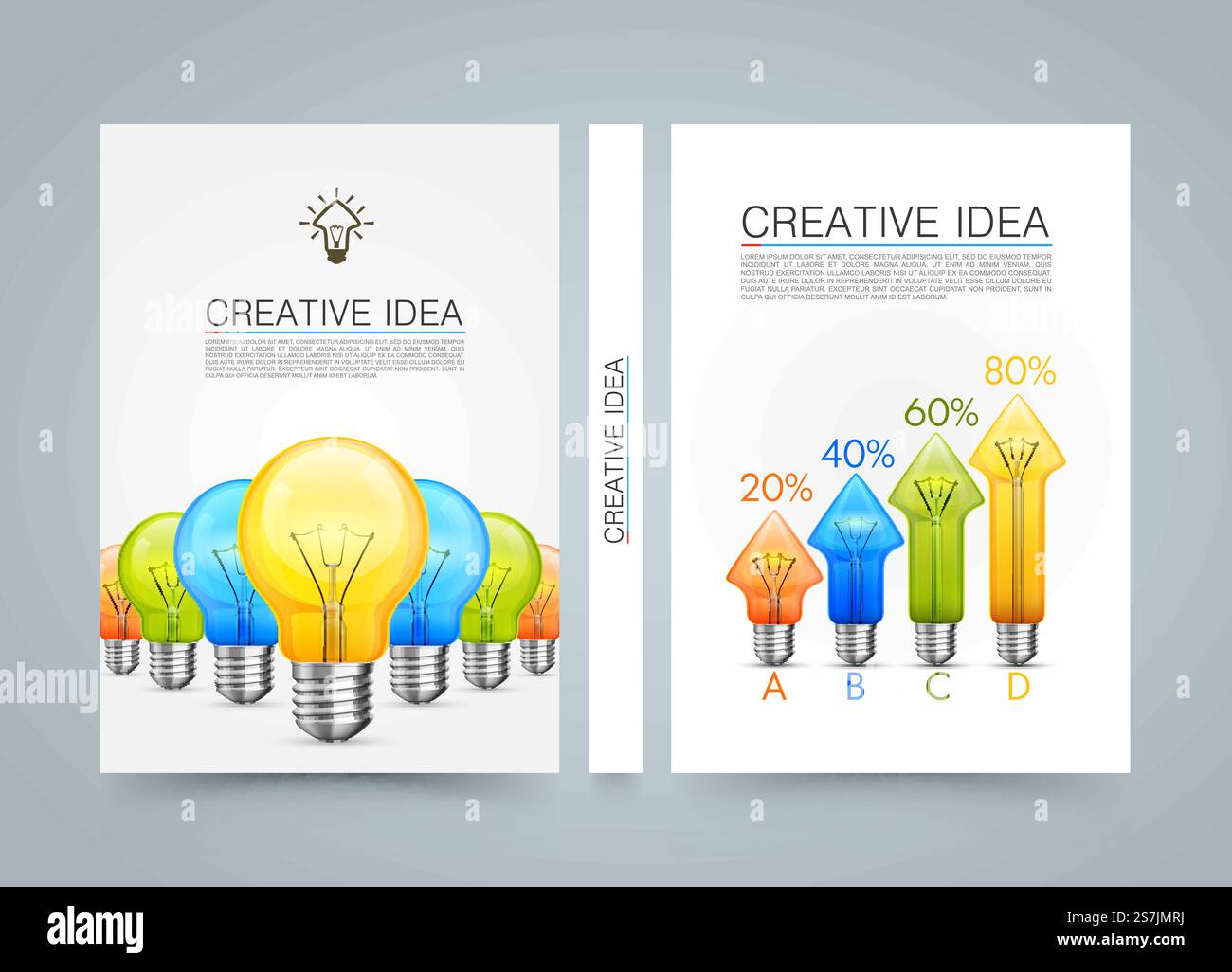 Creative idea banner info, Idea lamp arrow up, A4 size paper. Creative ...