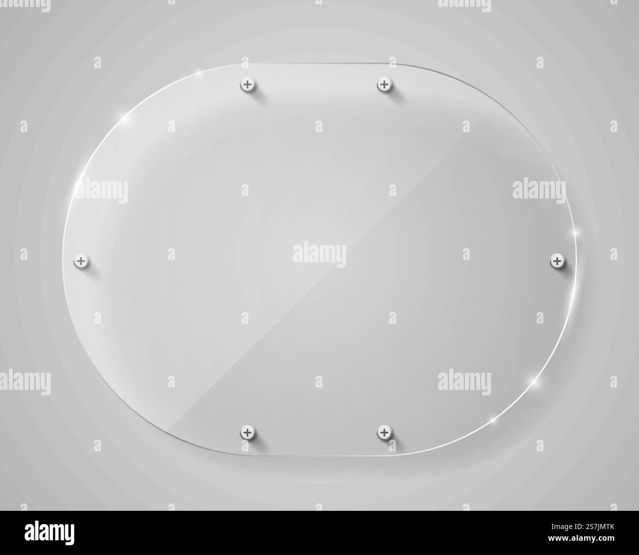 Realistic oval figure transparent glass frame with shadow. Modern ...