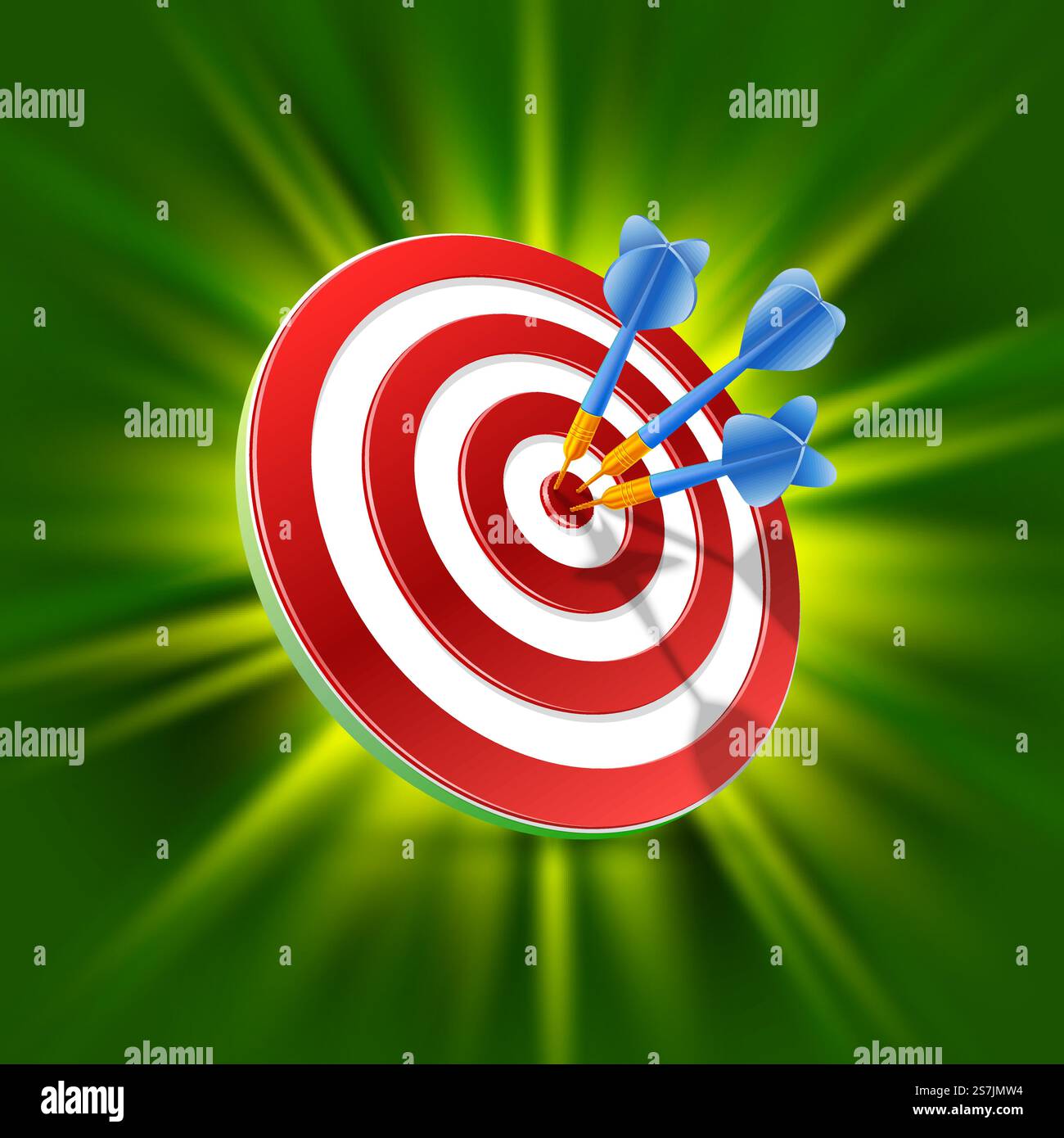 Target with darts 3d art on the green background. Vector illustration ...