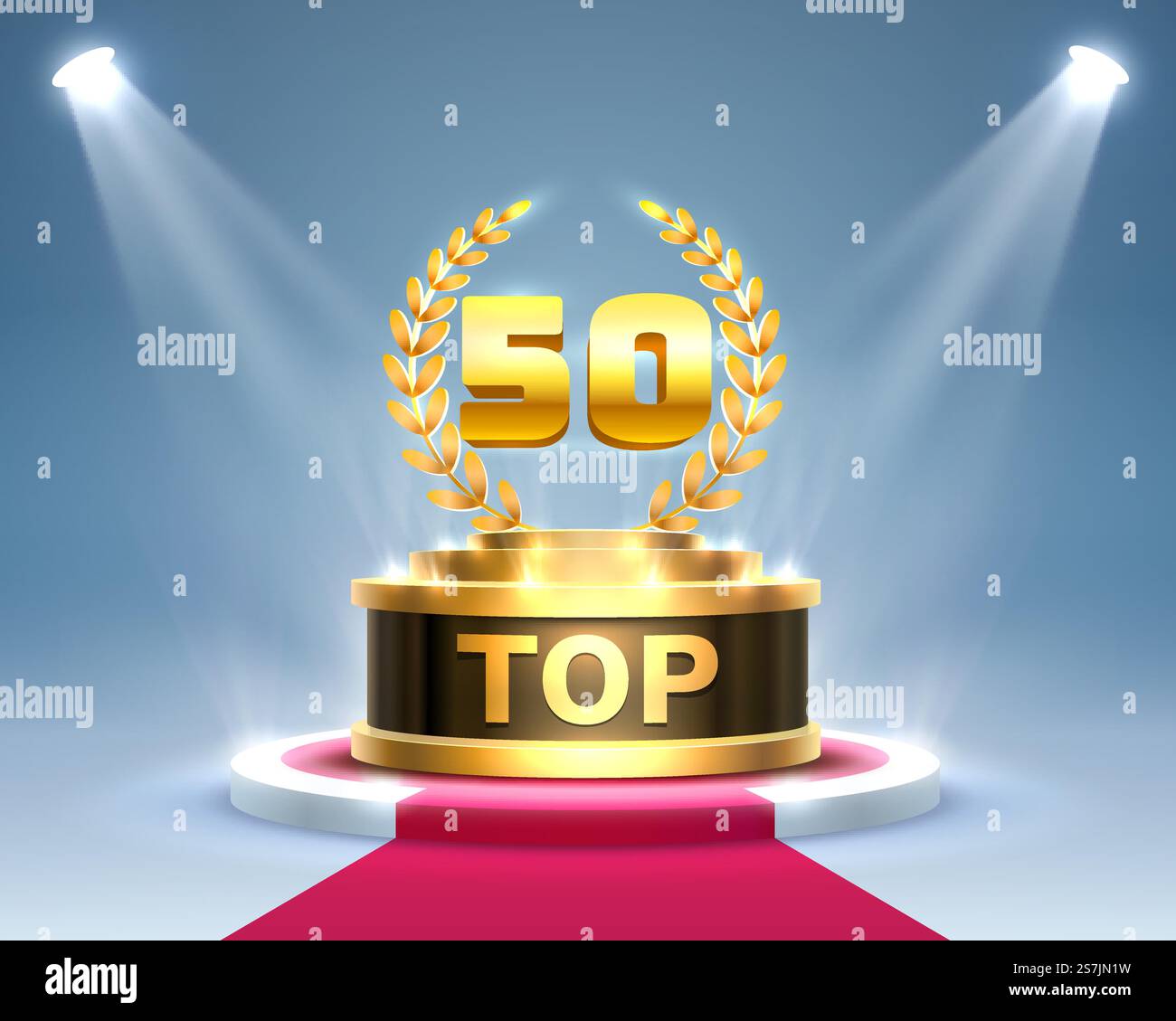 Top 50 best podium award sign, golden object. Vector illustration Stock ...