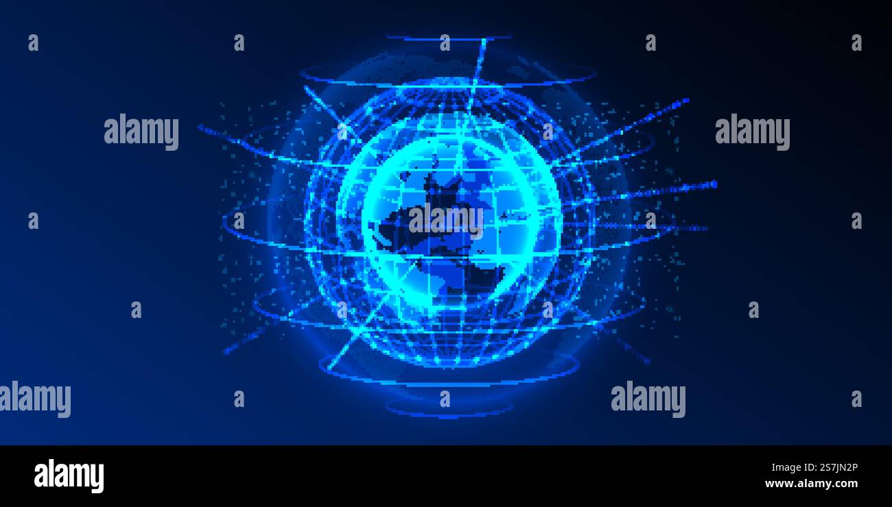 Concept global planet earth point black background. Vector illustration ...