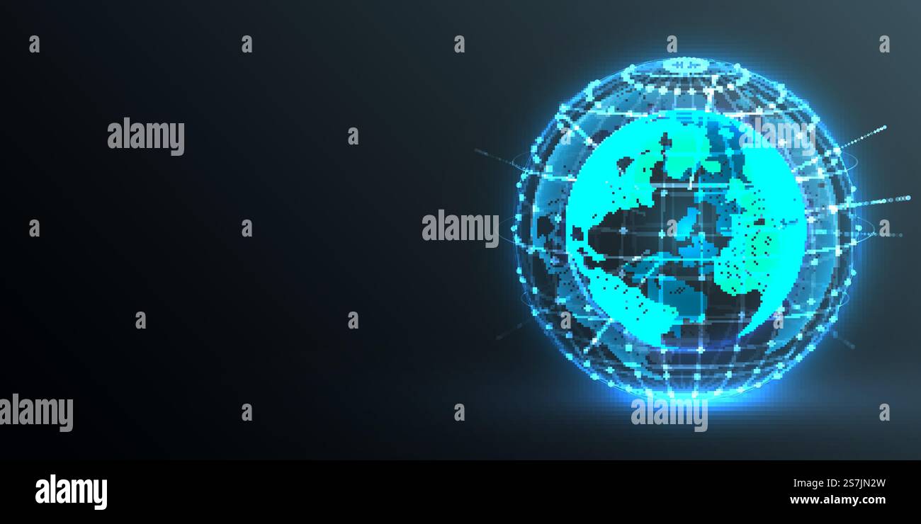 Concept global planet earth point black background. Vector illustration ...