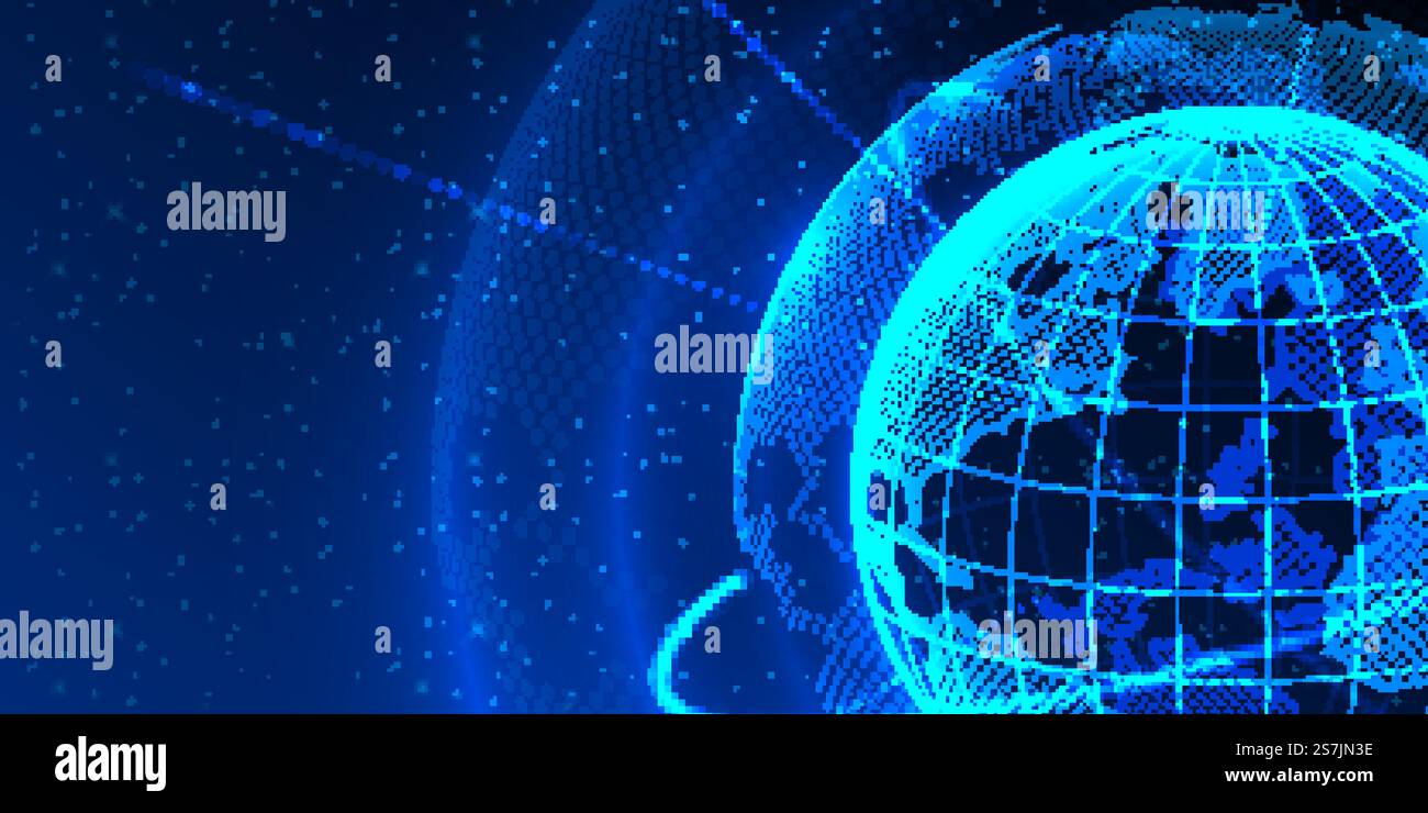 Concept global planet earth point black background. Vector illustration ...