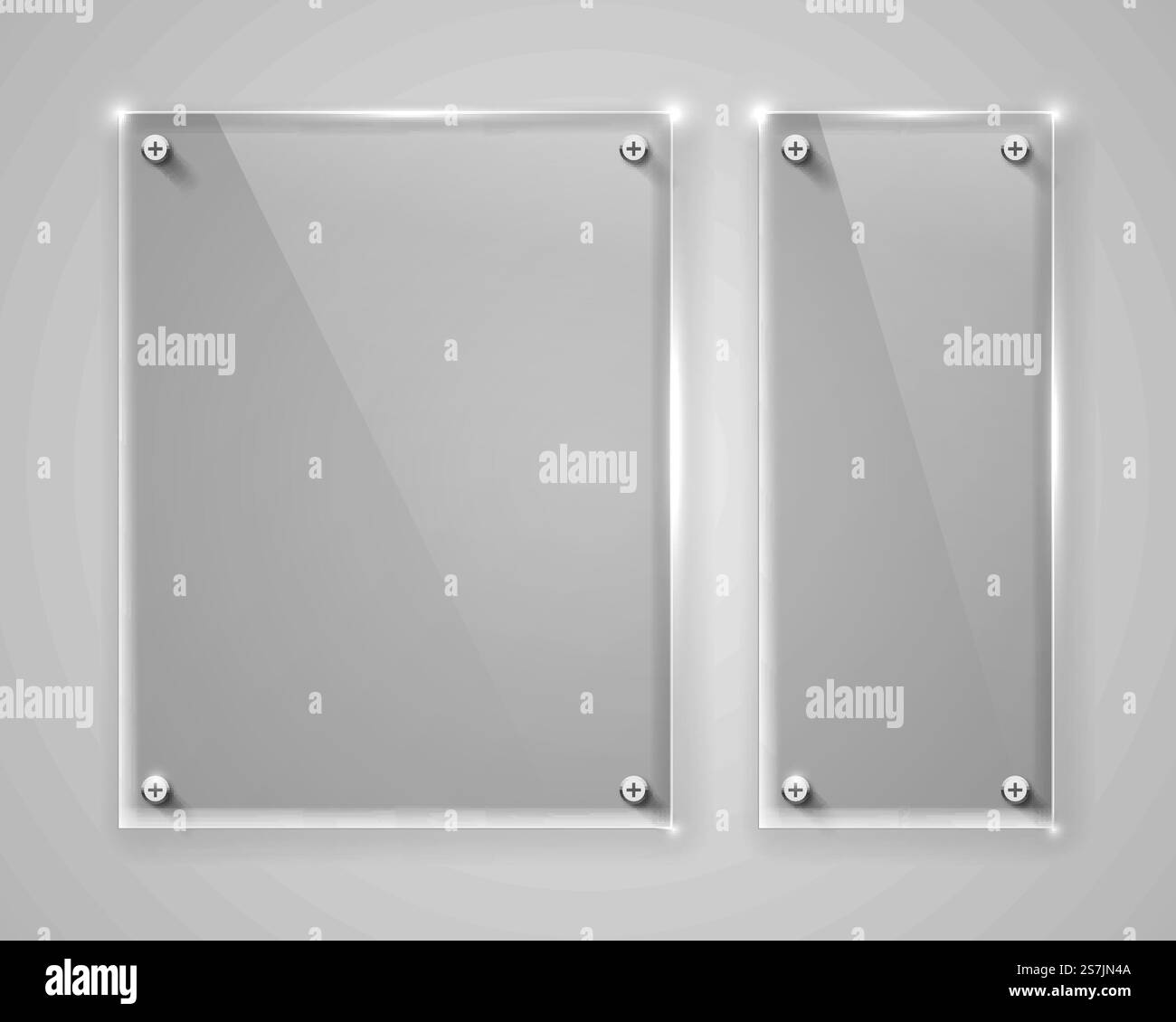 Realistic vertical transparent glass frame with shadow. Modern ...