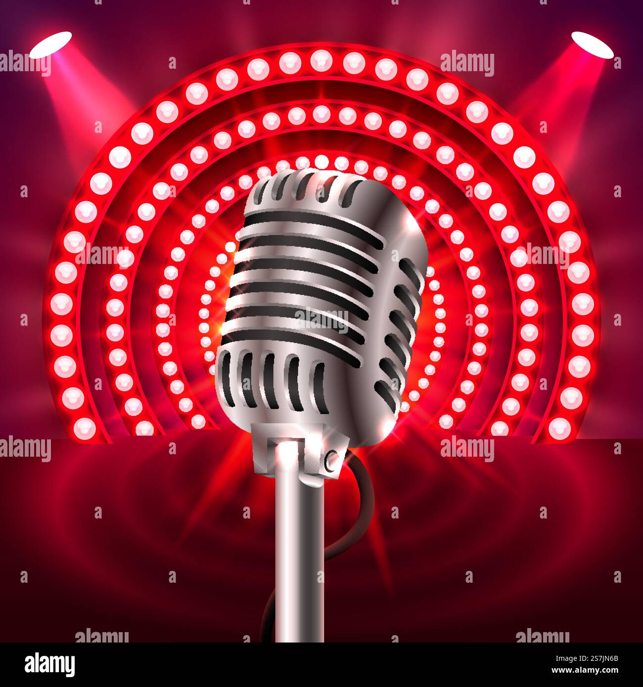 The microphone on the red scene. Vector illustration Stock Vector Image ...