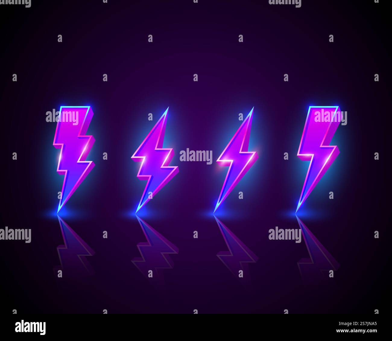 Neon sign of lightning signboard on the black background. Vector ...