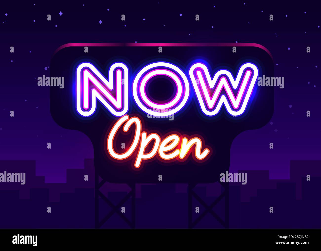 Now Open neon text vector design template. Now Open neon logo, light ...