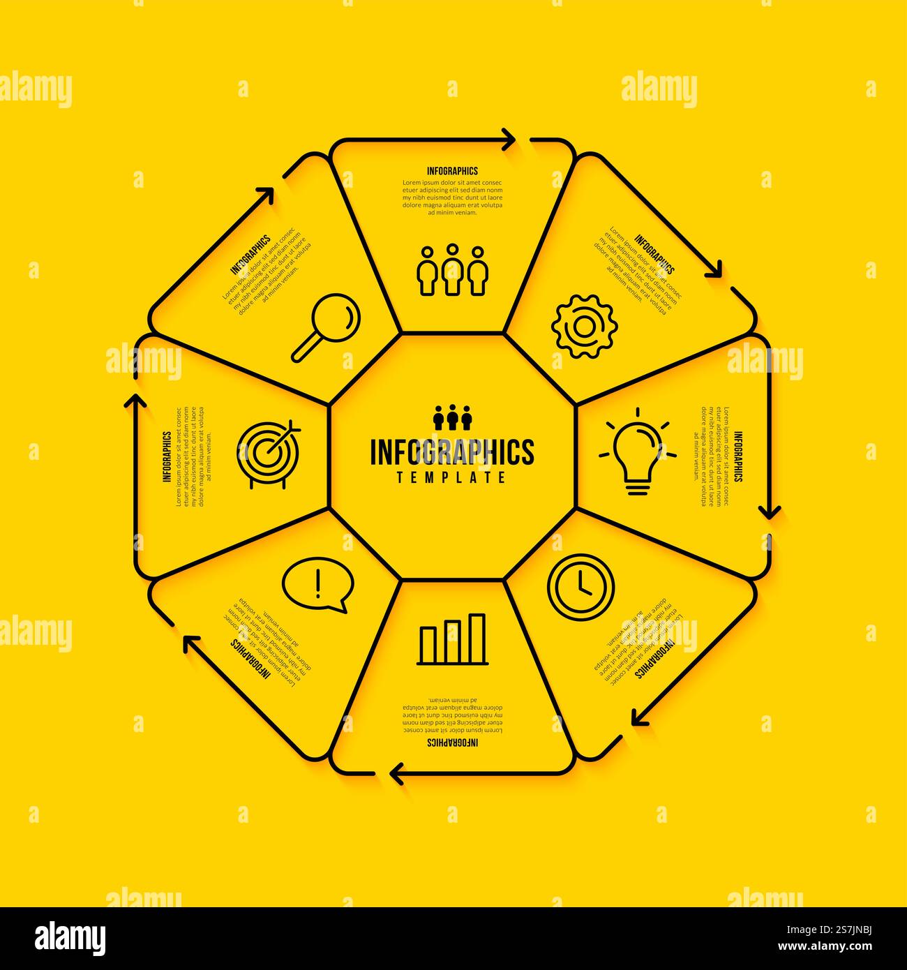 Hexagon infographic template design with multiple options hi-res stock ...