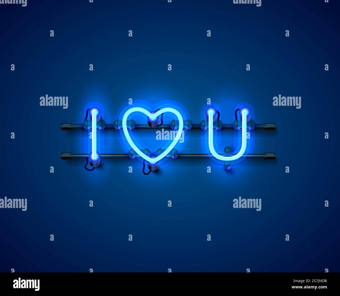 Neon text I love you signboard on the blue background. Vector ...