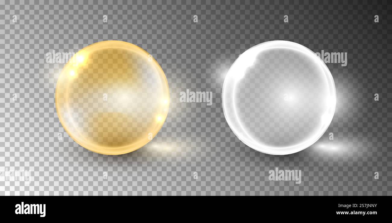 Oil bubble, vitamin capsule isolated on transparent background Stock ...