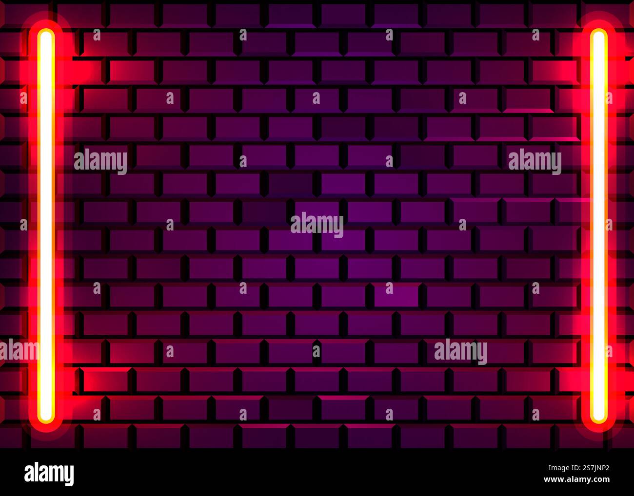 Neon lamp frame on brick wall background. Las Vegas concept. Vector ...