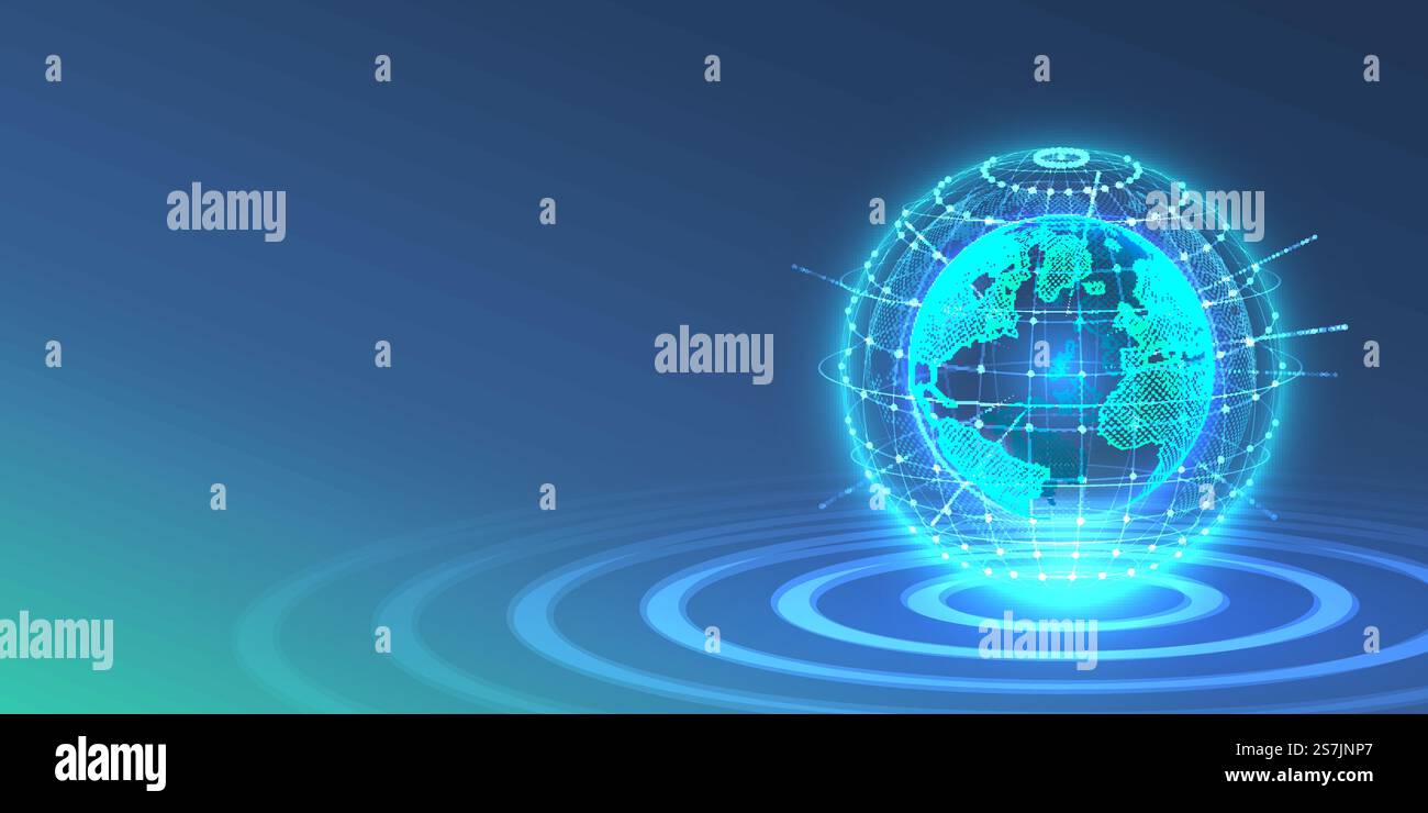 Concept global planet earth point blue background. Vector illustration ...