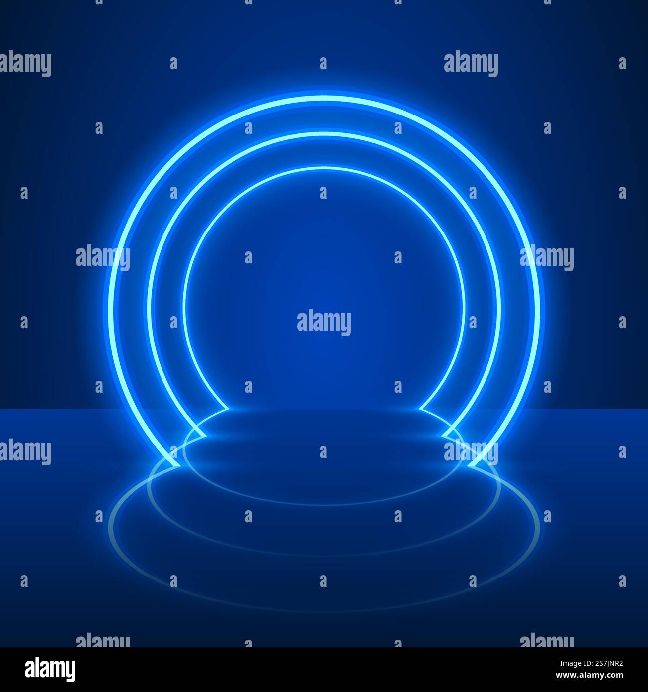 Neon show light podium blue background. Vector illustration Stock ...