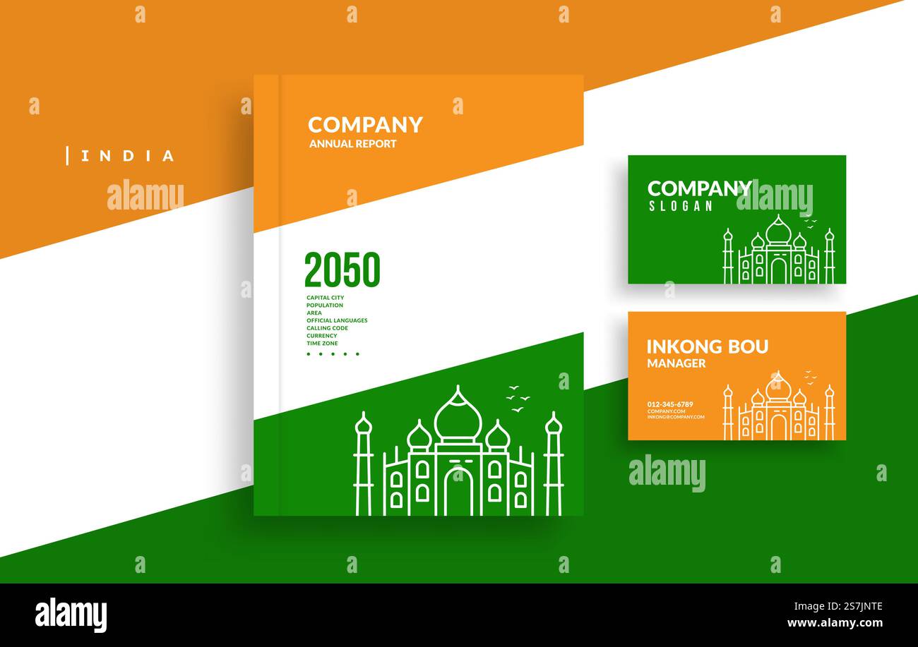 India annual report book cover and minimal business card design Stock ...