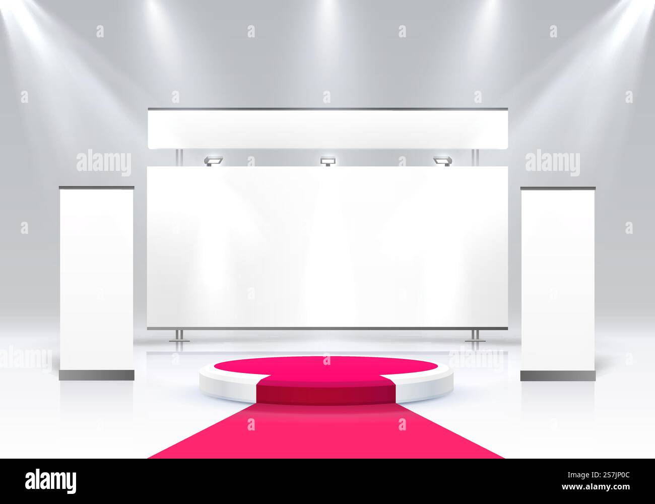 Scene show Podium for presentations on the grey background. Vector ...