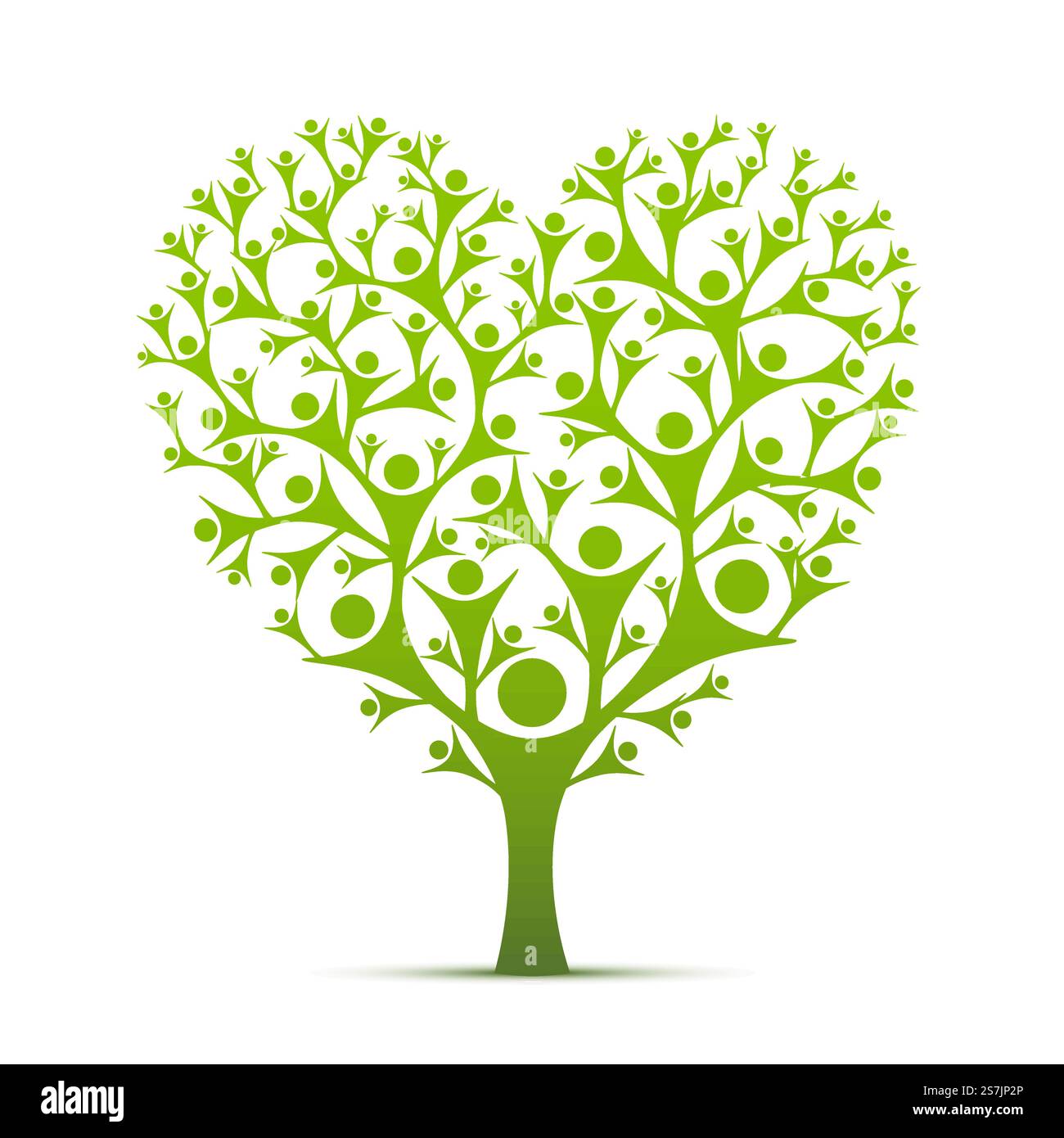 People tree sign heart color green on the white background. Vector ...