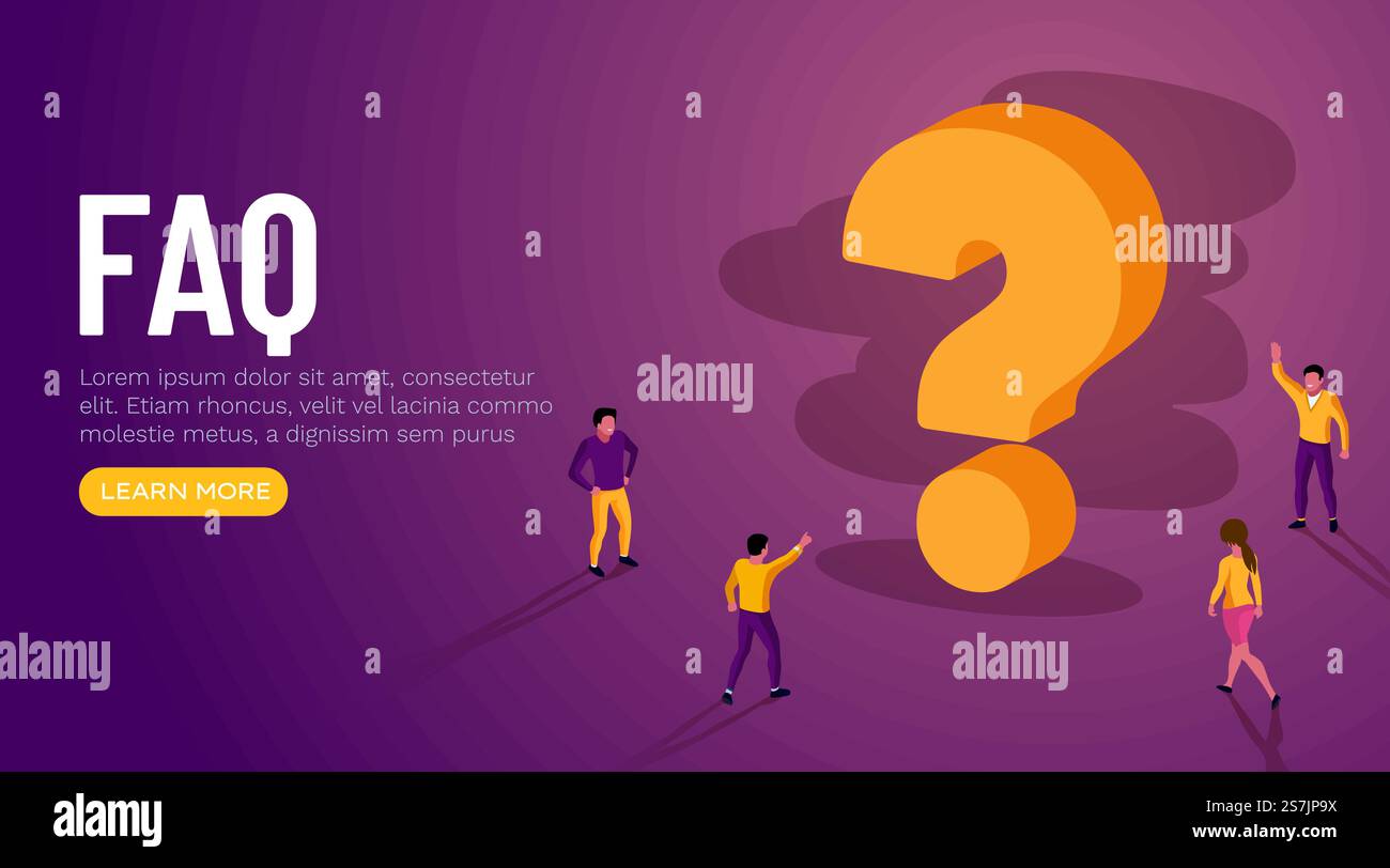 People Characters Standing near Question Marks. Women and Men Ask ...