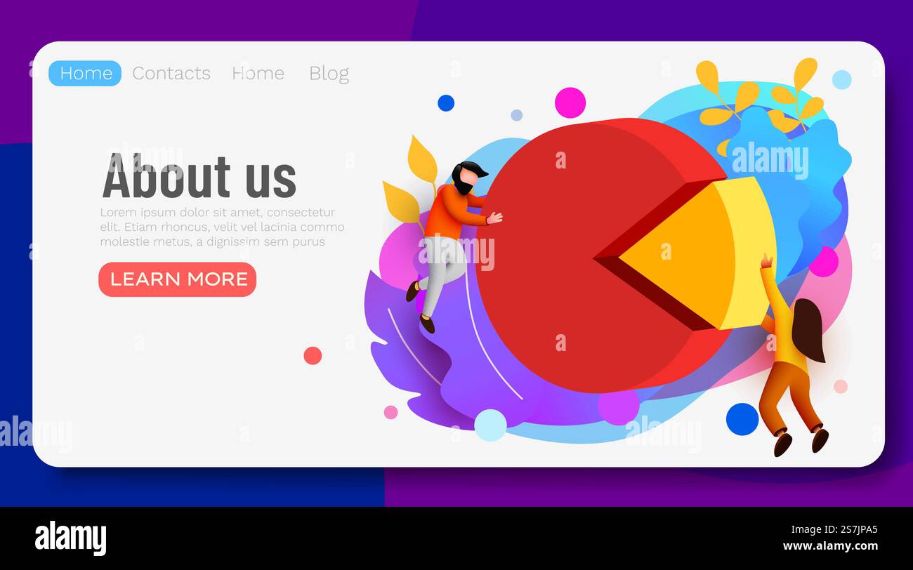 People Interacting With Charts And Analysing Statistics And Data Landing Page Template Vector