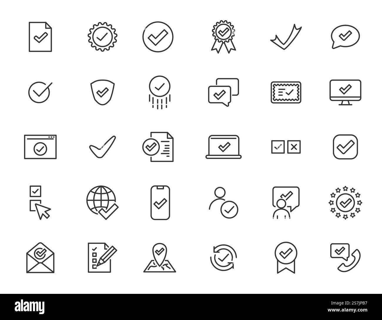 Set of linear approve icons. Check icons in simple design. Vector illustration Stock Vector ...