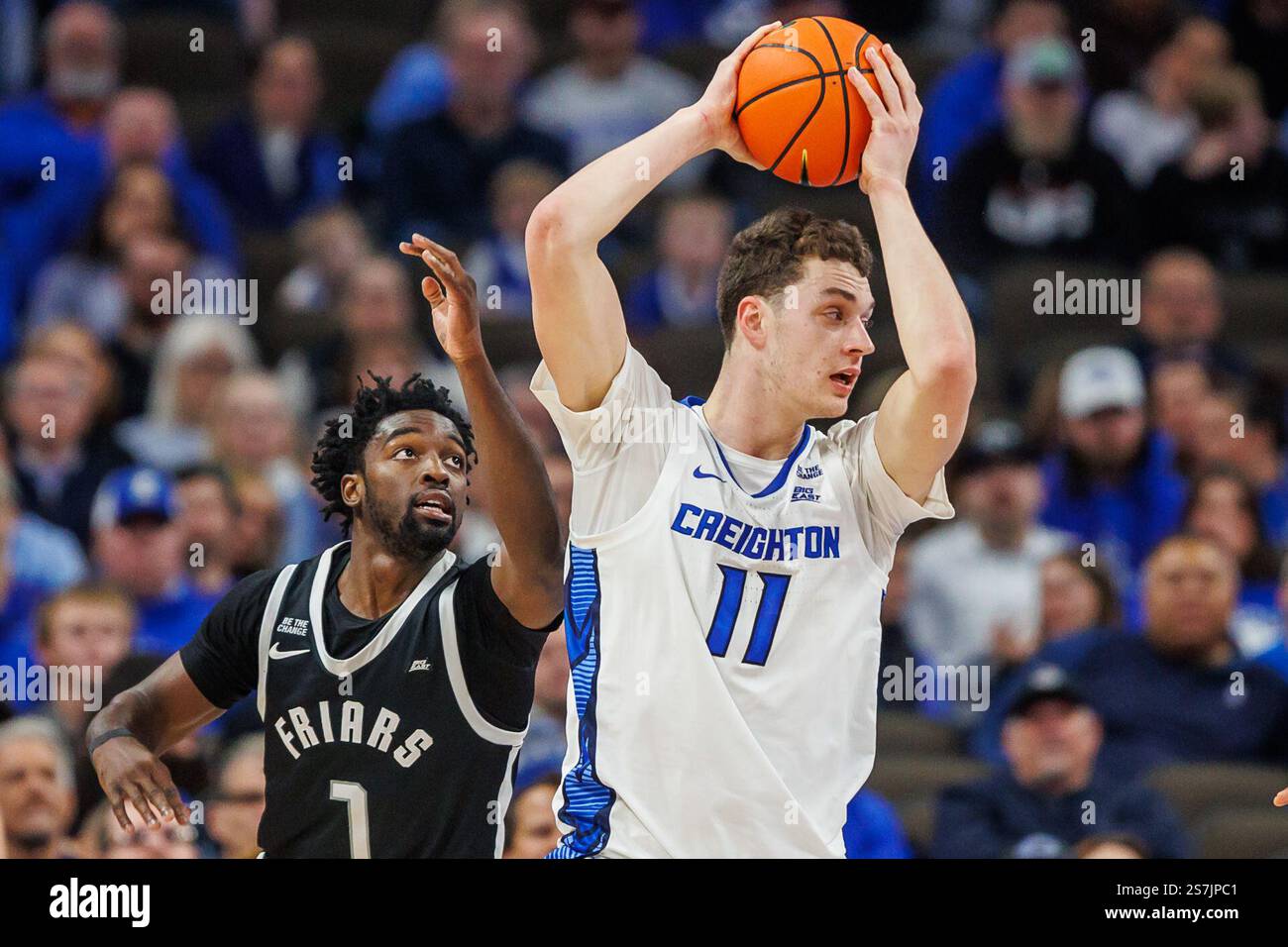 Omaha, NE. U.S. 14th Jan, 2025. - Providence Friars guard Bensley ...