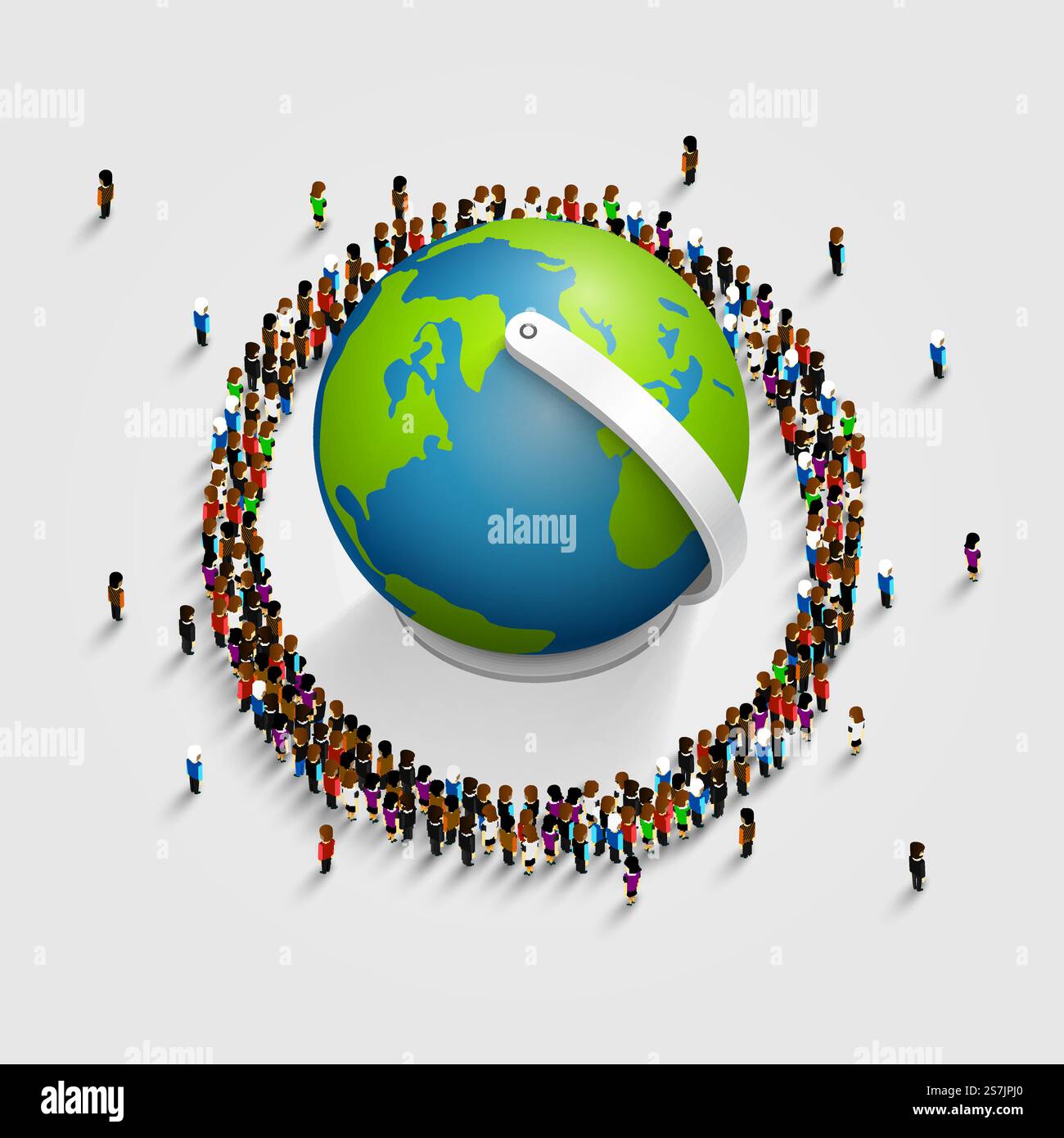 People surrounded the globe. 3d isometric. Vector illustration Stock ...
