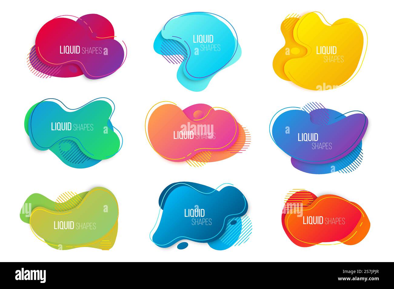 Liquid shapes gradient geometric collection banners. Abstract fluid ...