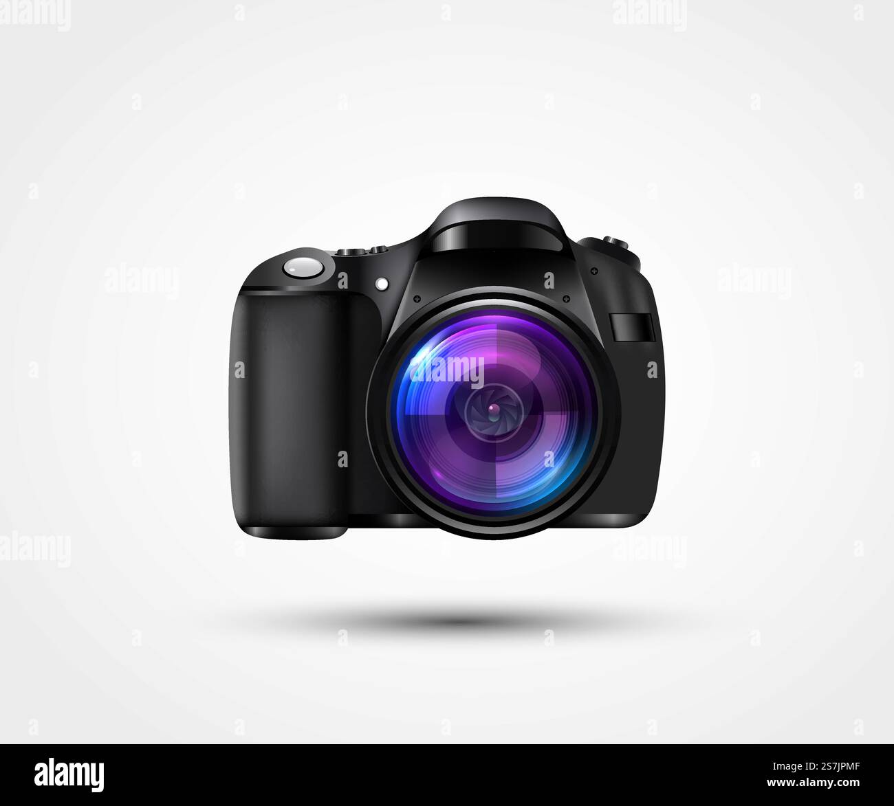 Realistic photo camera. Professional photo studio concept. Vector ...
