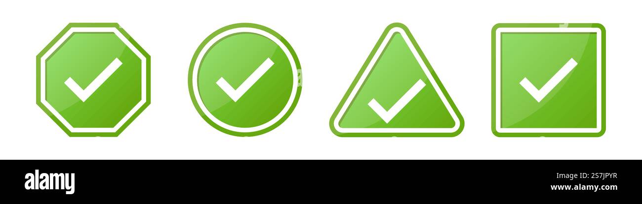 Set of check sign in different shapes in green Stock Vector Image & Art ...