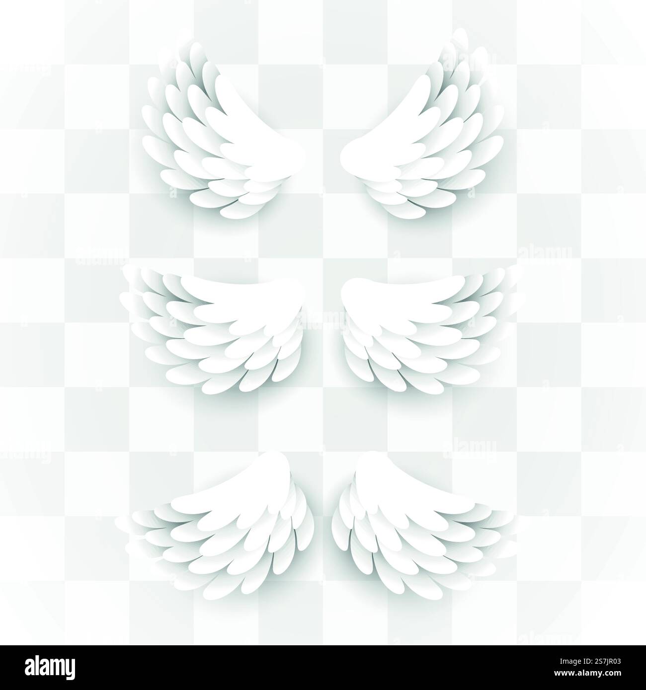 Artificial white paper wings set on transparent background.. Vector ...