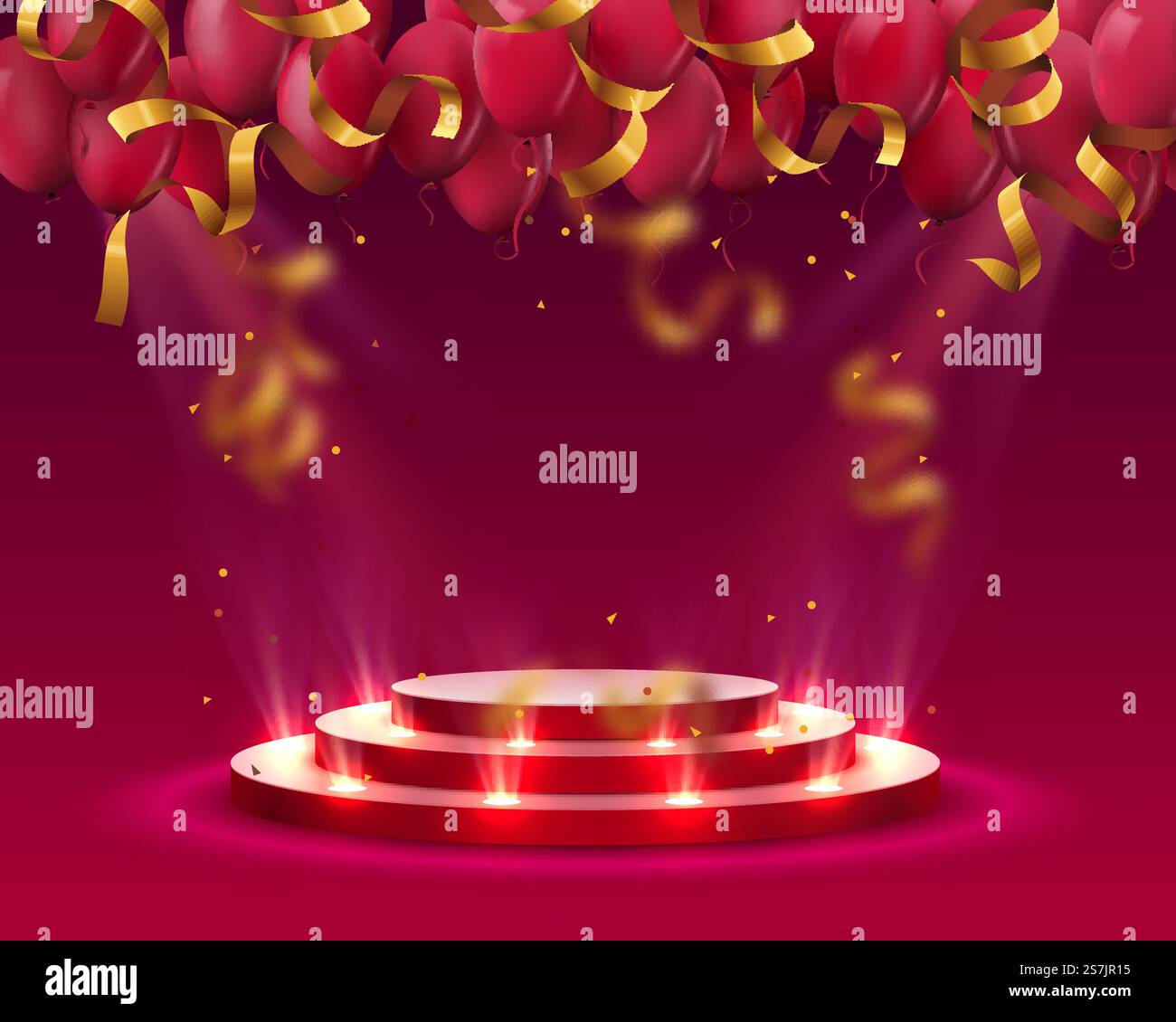 Stage podium with lighting and balloons hi-res stock photography and ...