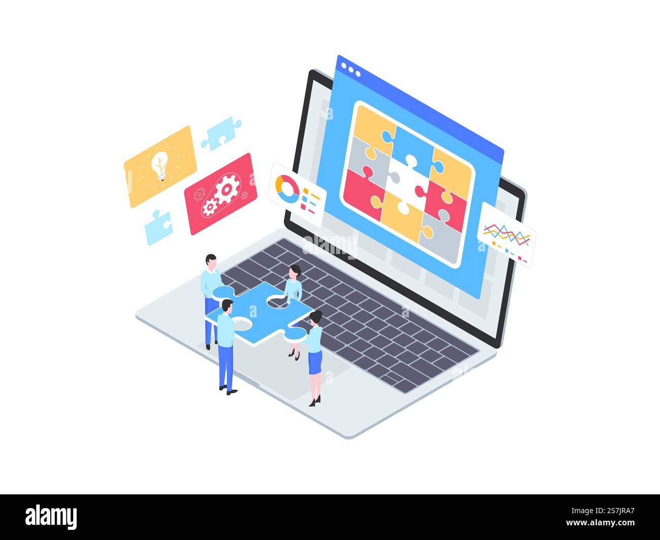 Problem Solving Isometric Illustration. Suitable for Mobile App ...