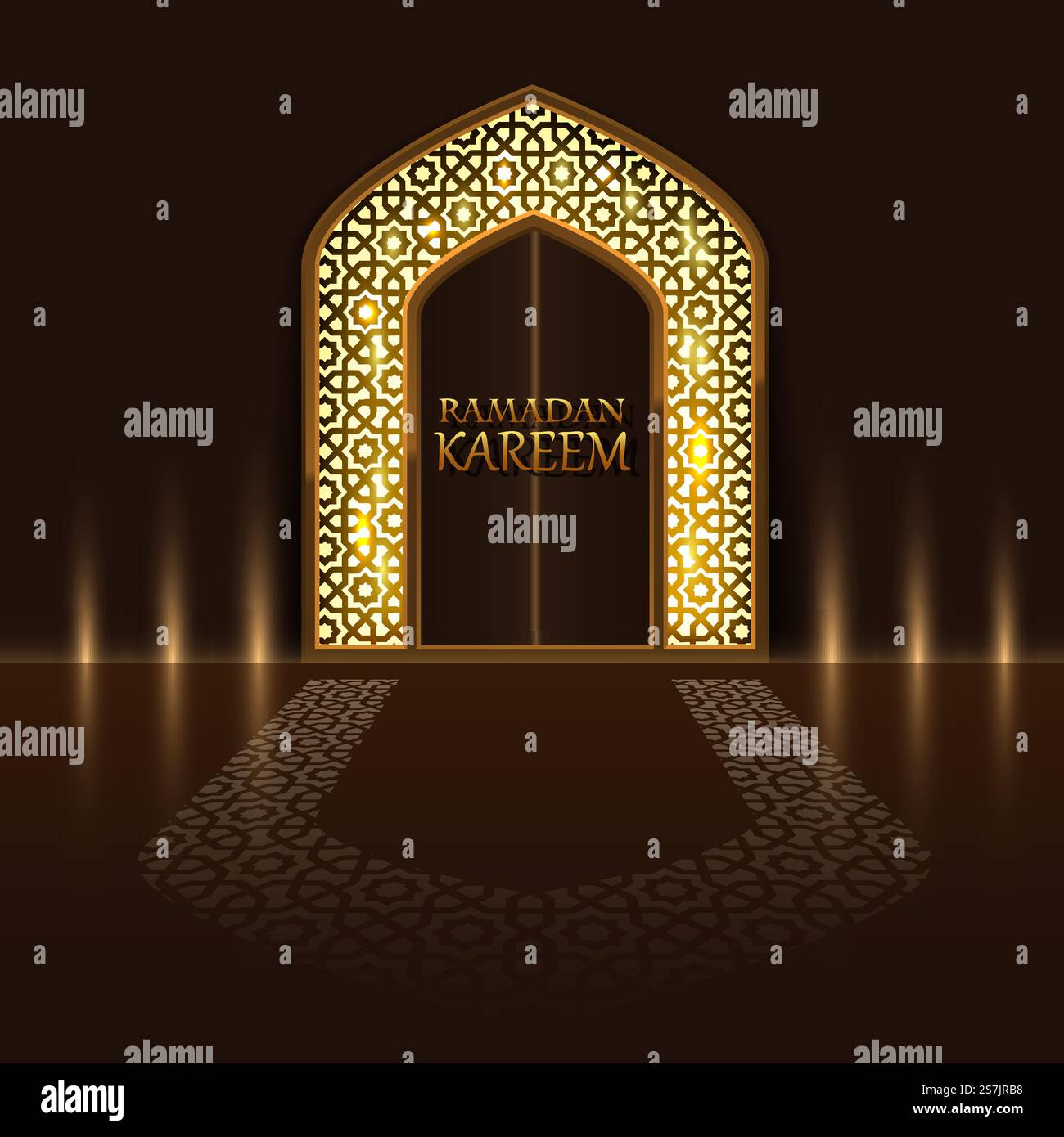 Islamic door of the mosque, cover of Ramadan Kareem . Vector ...