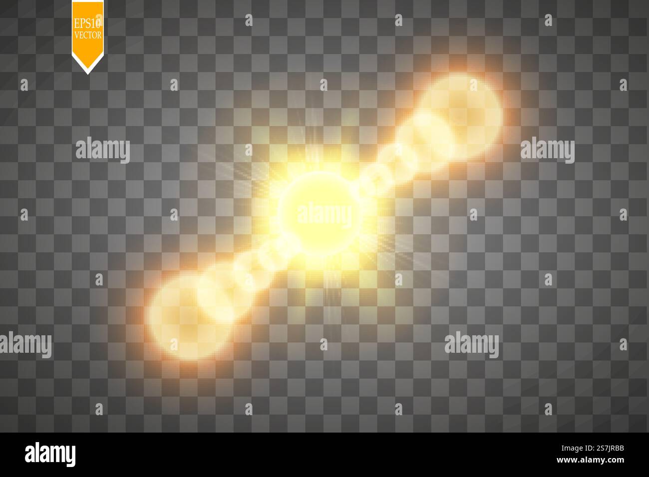 Lens flare effect isolated on transparent background. Golden glow ...