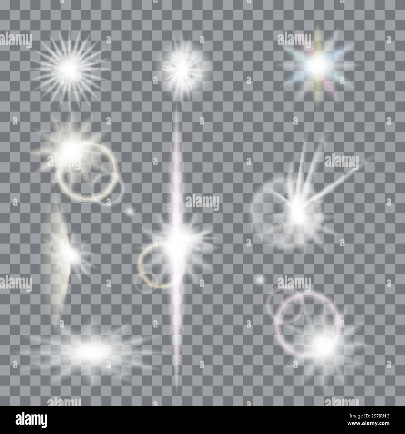 Lens flare set with transparent easy replace background and edit colors ...