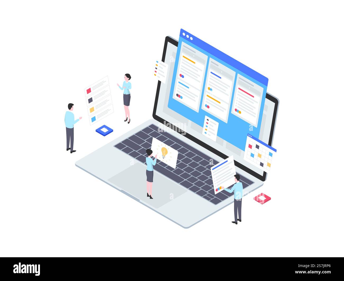 Business Workflow Isometric Illustration. Suitable for Mobile App ...
