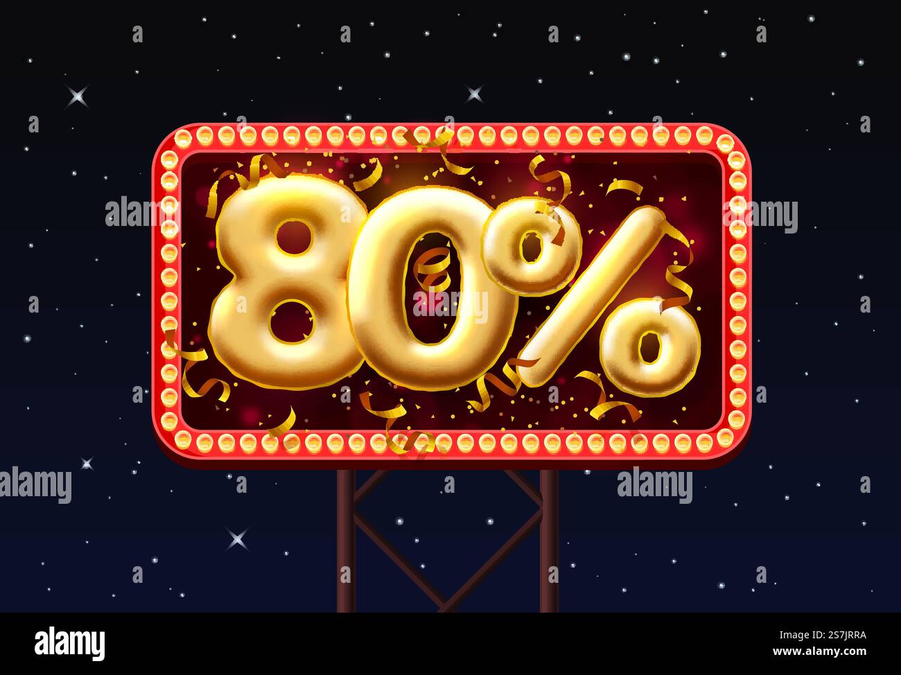 Sale 80 off ballon number on the Night Sky background. Vector illustration Stock Vector Image ...
