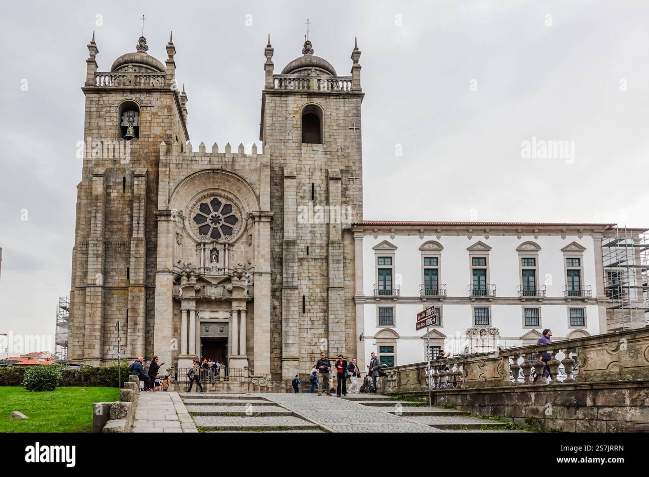 Porto Cathedral exterior with a detailed front facade in Porto, Portugal. (Porto Cathedral, Sé ...