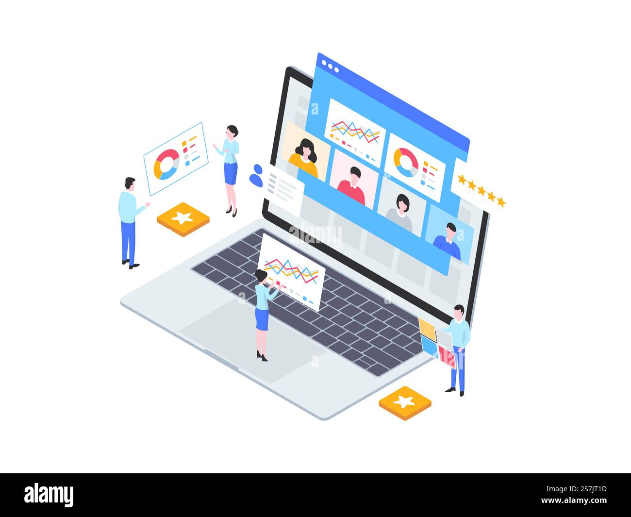 Employee Performance Isometric Illustration. Suitable for Mobile App ...