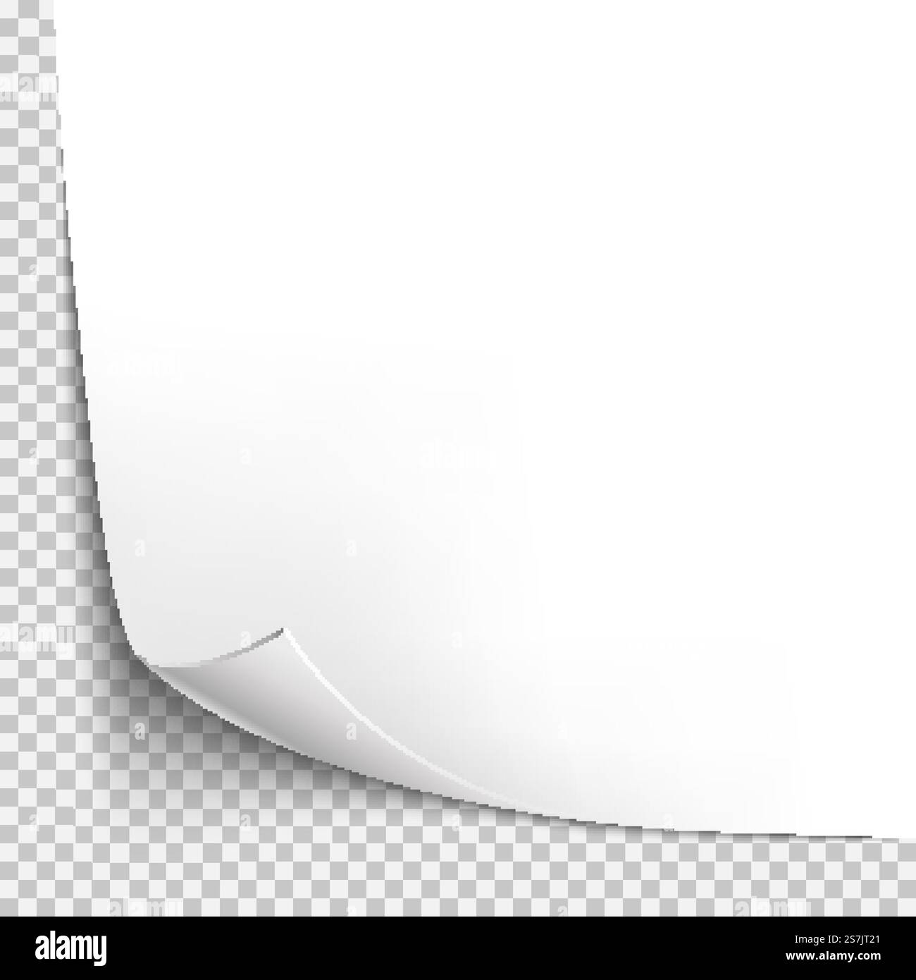 Curl corner paper template. Transparent grid. Empty isolated background ...