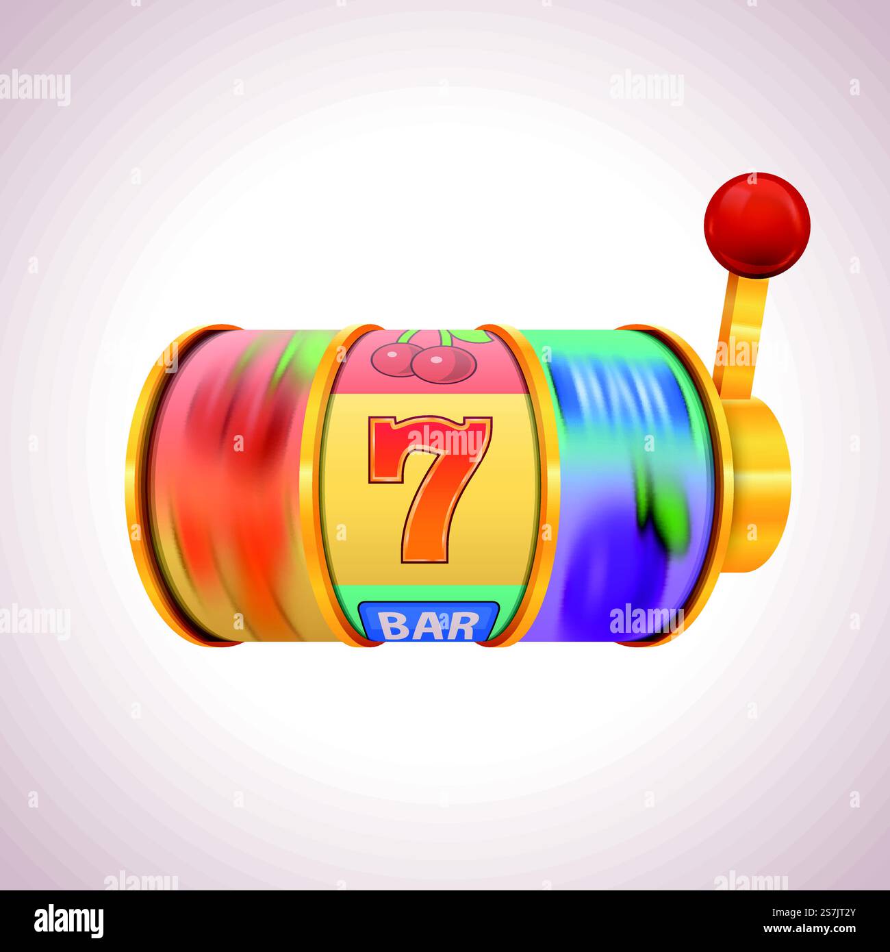 Golden slot machine wins the jackpot. Vector illustration isolated on white background. Golden ...