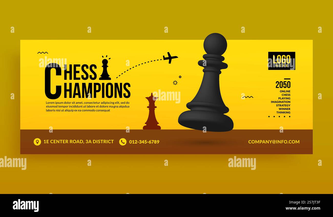 3D chess battle competition social media cover banner template ...