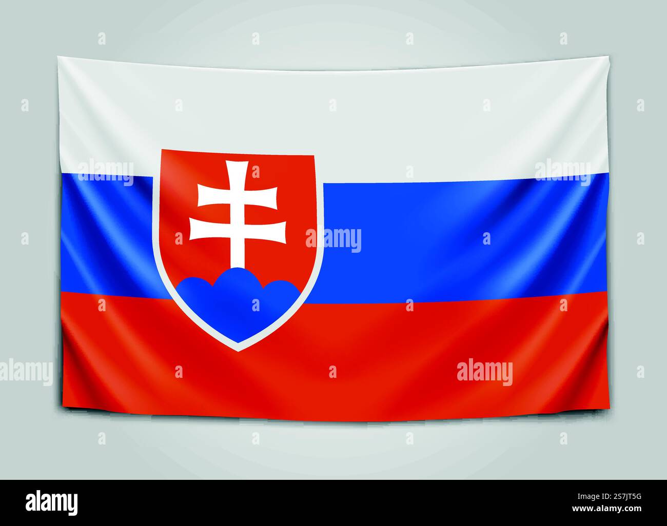 Hanging flag of Slovakia. Slovak Republic. National flag concept ...