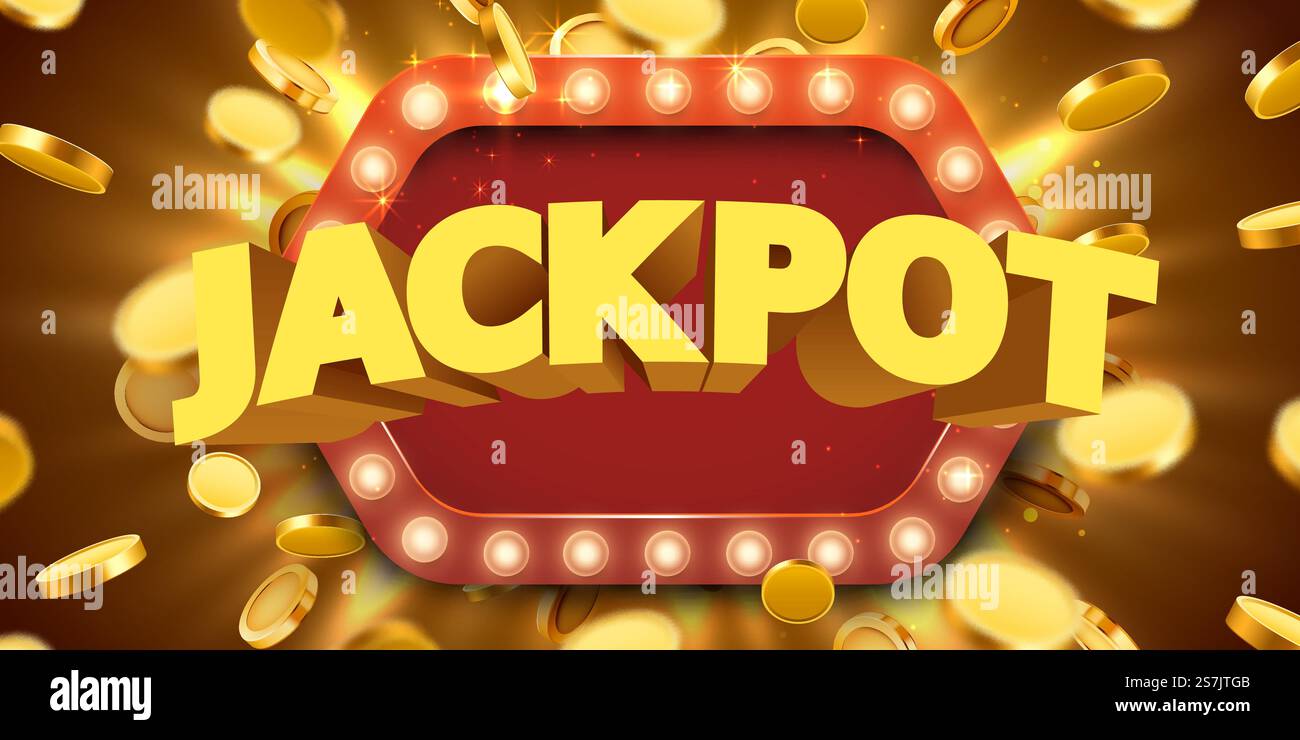 Jackpot sign with gold realistic 3d coins background. Vector ...