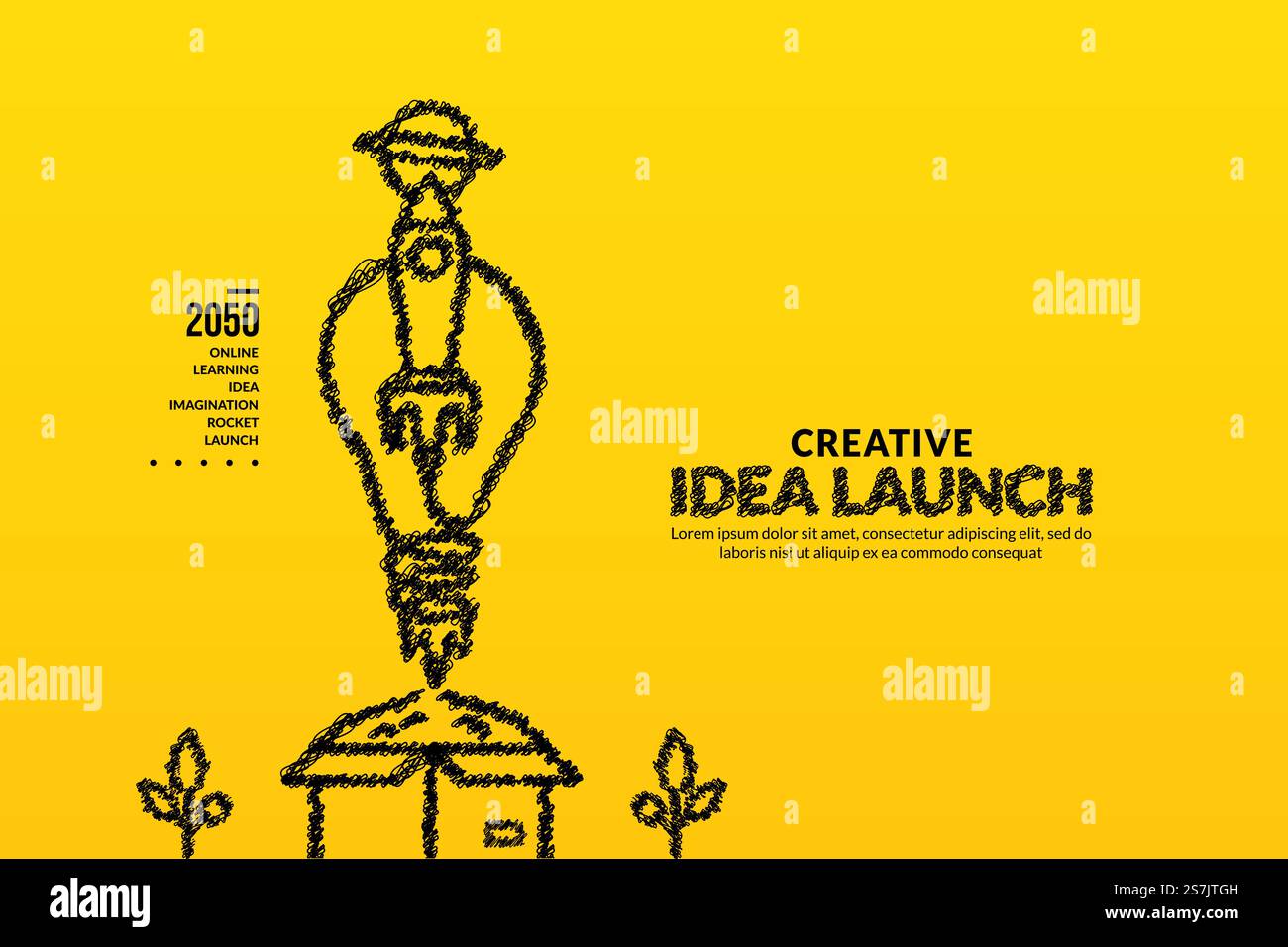 Rocket with light bulb launching out of the box background, Creative ...