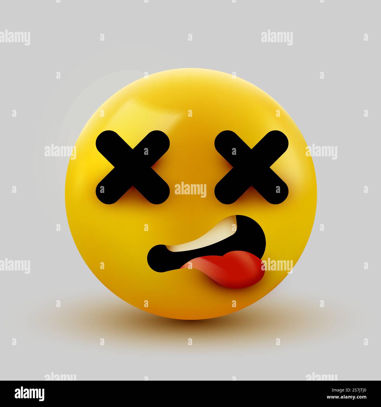 Dead face emoji. Cross eyes emoticon 3d rendering. Vector illustration ...