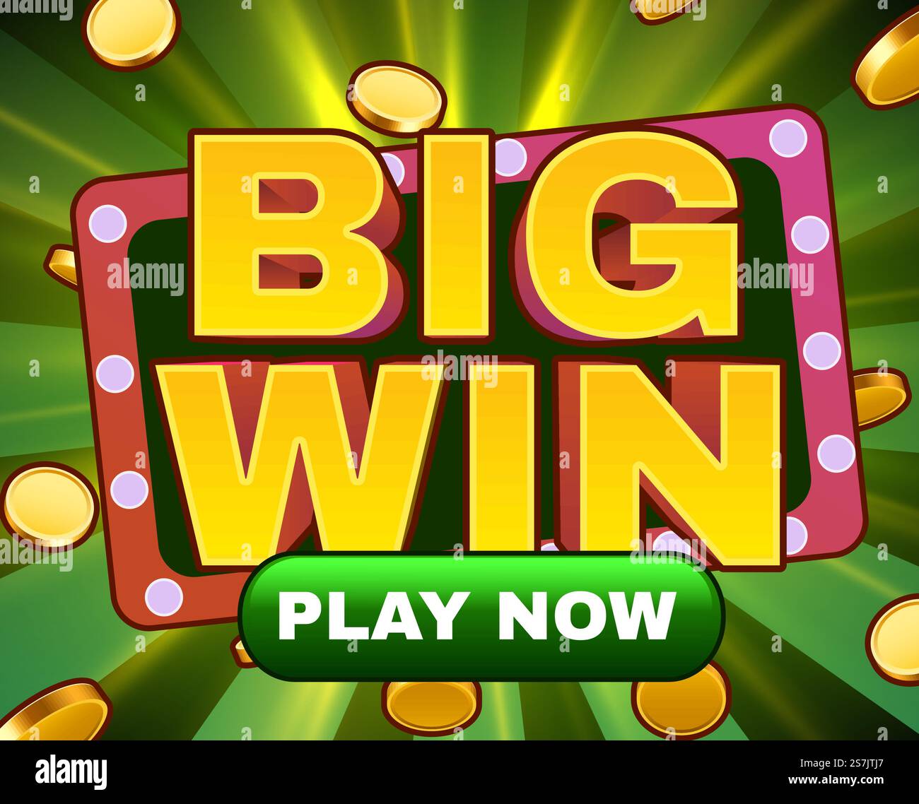 Big win sign with gold realistic 3d coins background. Jackpot concept ...