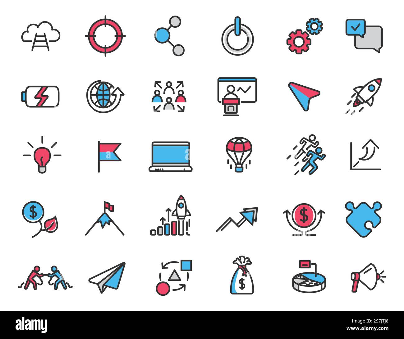 Set of linear startup icons. Career icons in simple design. Vector illustration Stock Vector ...