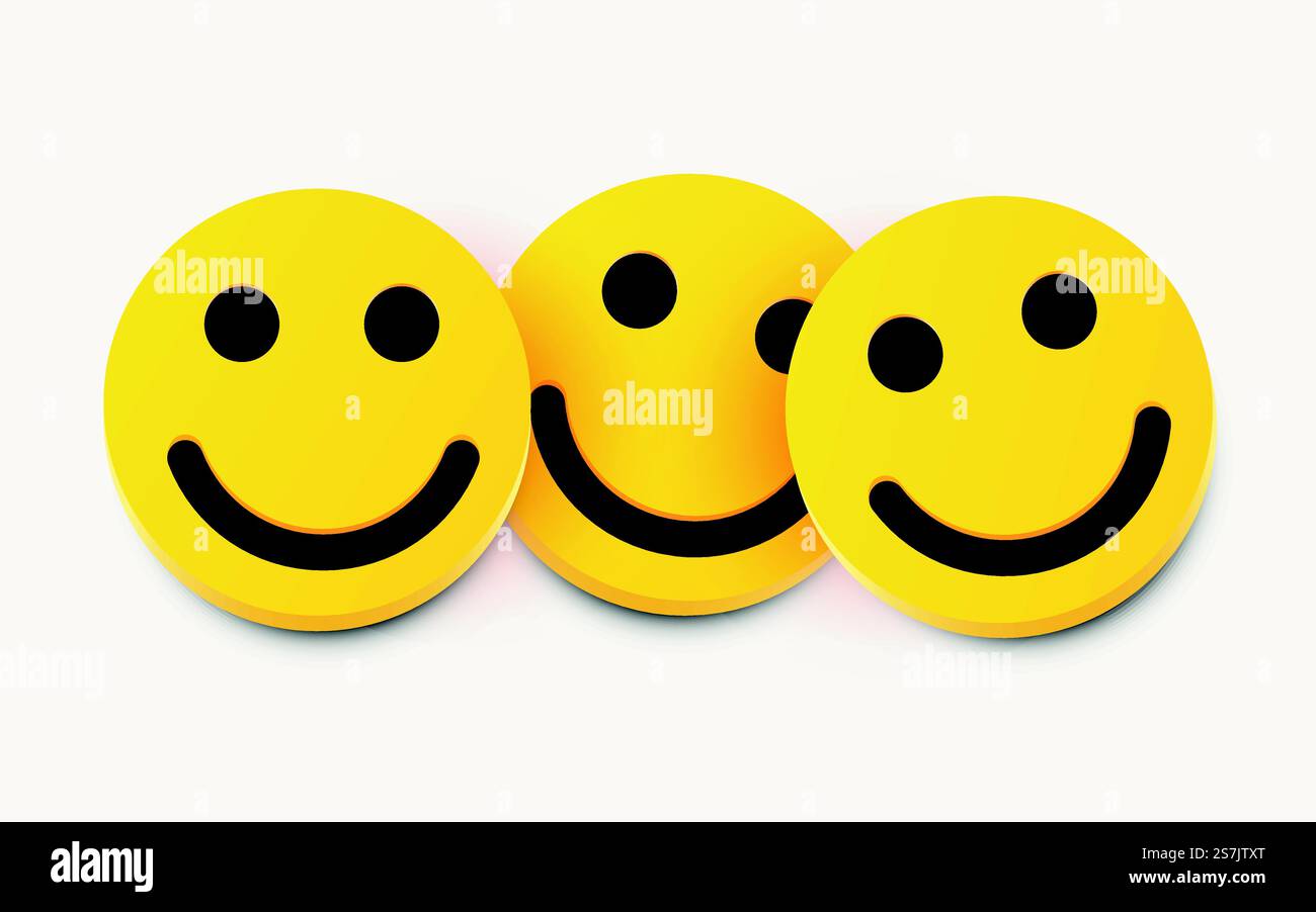 Modern yellow laughing three smiles. Vector illustration Stock Vector ...