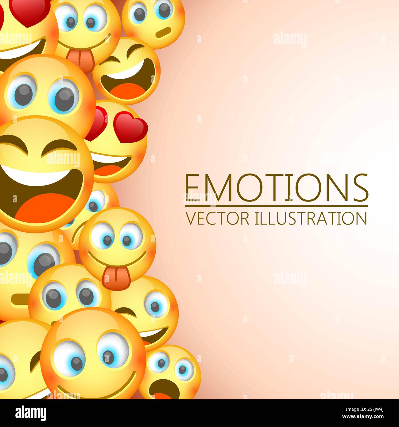Modern yellow laughing three Emoji, Emotions background. Vector ...